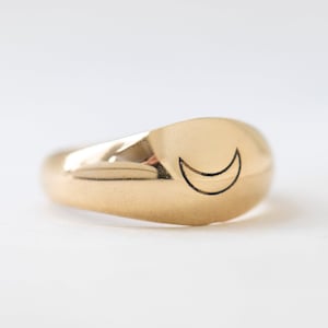 Engraved Moon Ring in 14K Gold Plated Brass Astrology - Etsy