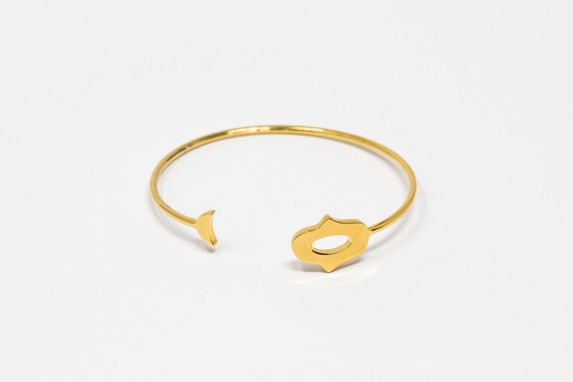 Hamsa Meets Moon Cuff Hamsa Hand Hamsa Bracelet Evil Eye - Etsy