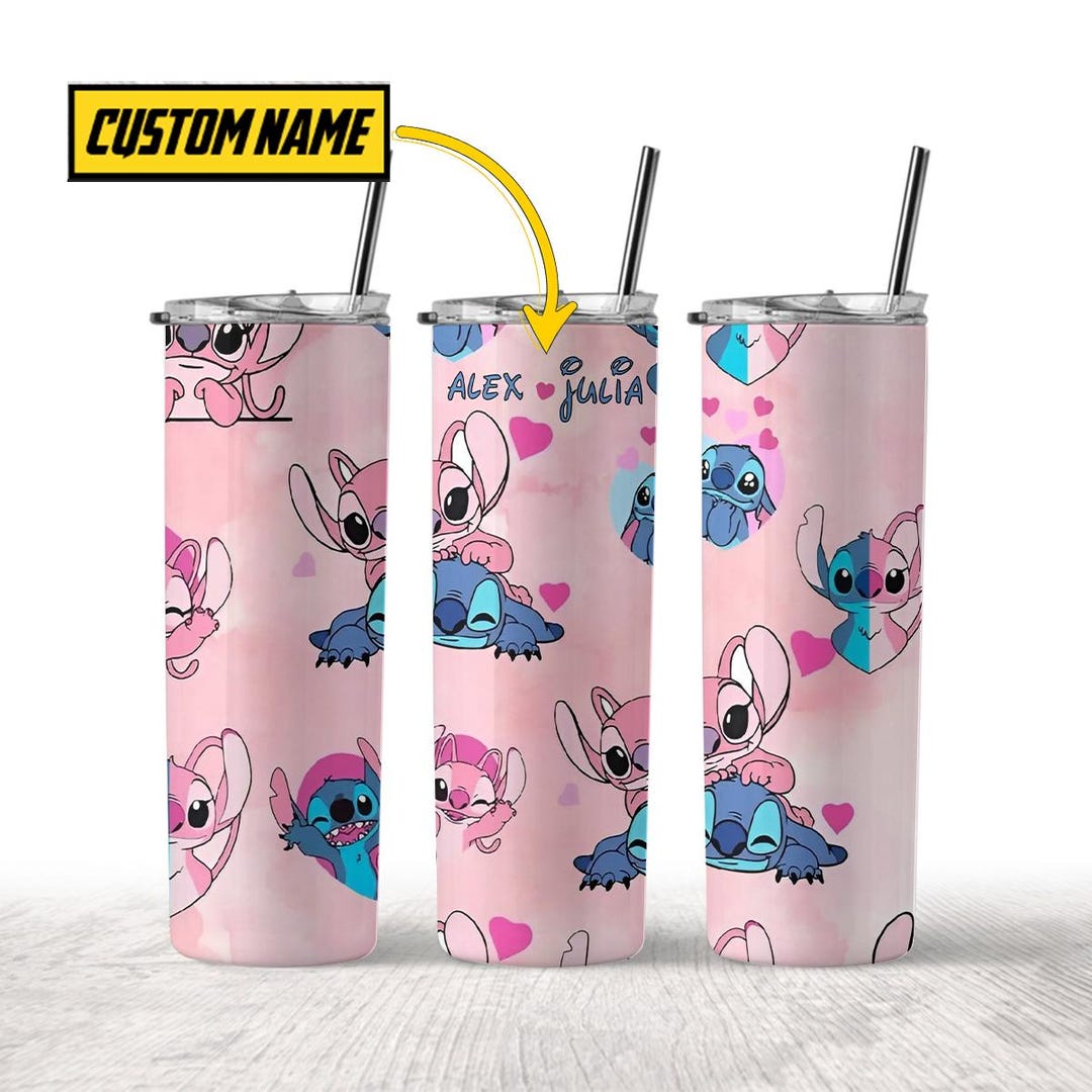 Custom Name Angel Stitch Tumbler Wrap Png, Stitch Lilo 20oz Skinny ...