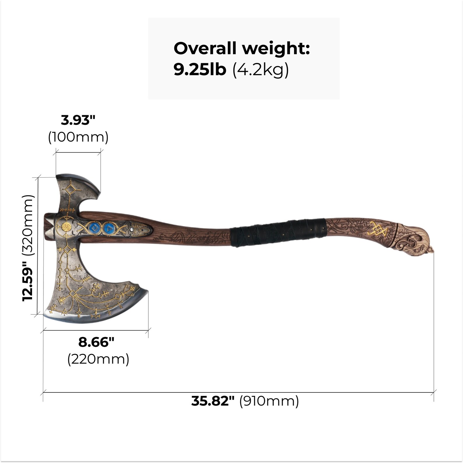 Leviathan Axe GOW , Inspired by Kratos High Carbon Steel Blade, 36 Ash Wood Handle With Leather ...