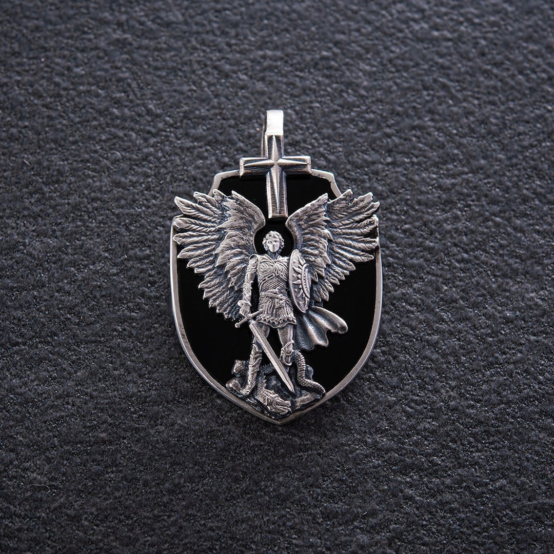 Archangel Michael Pendant, St Michael Necklace, Sterling Silver ...
