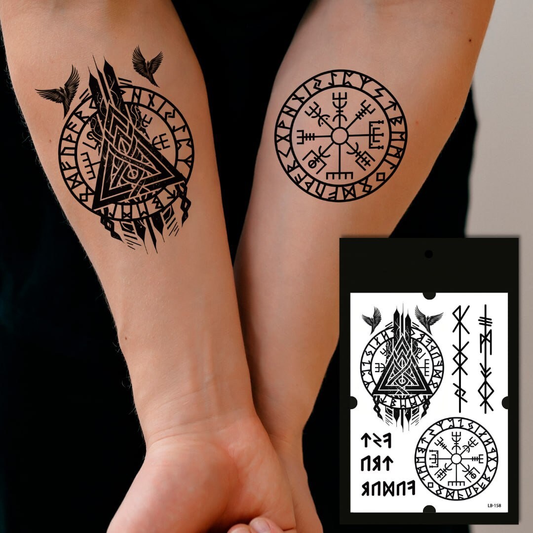 Viking Temp Tattoo, Temporary Tattoo Set, Realistic Tattoo, Washable ...