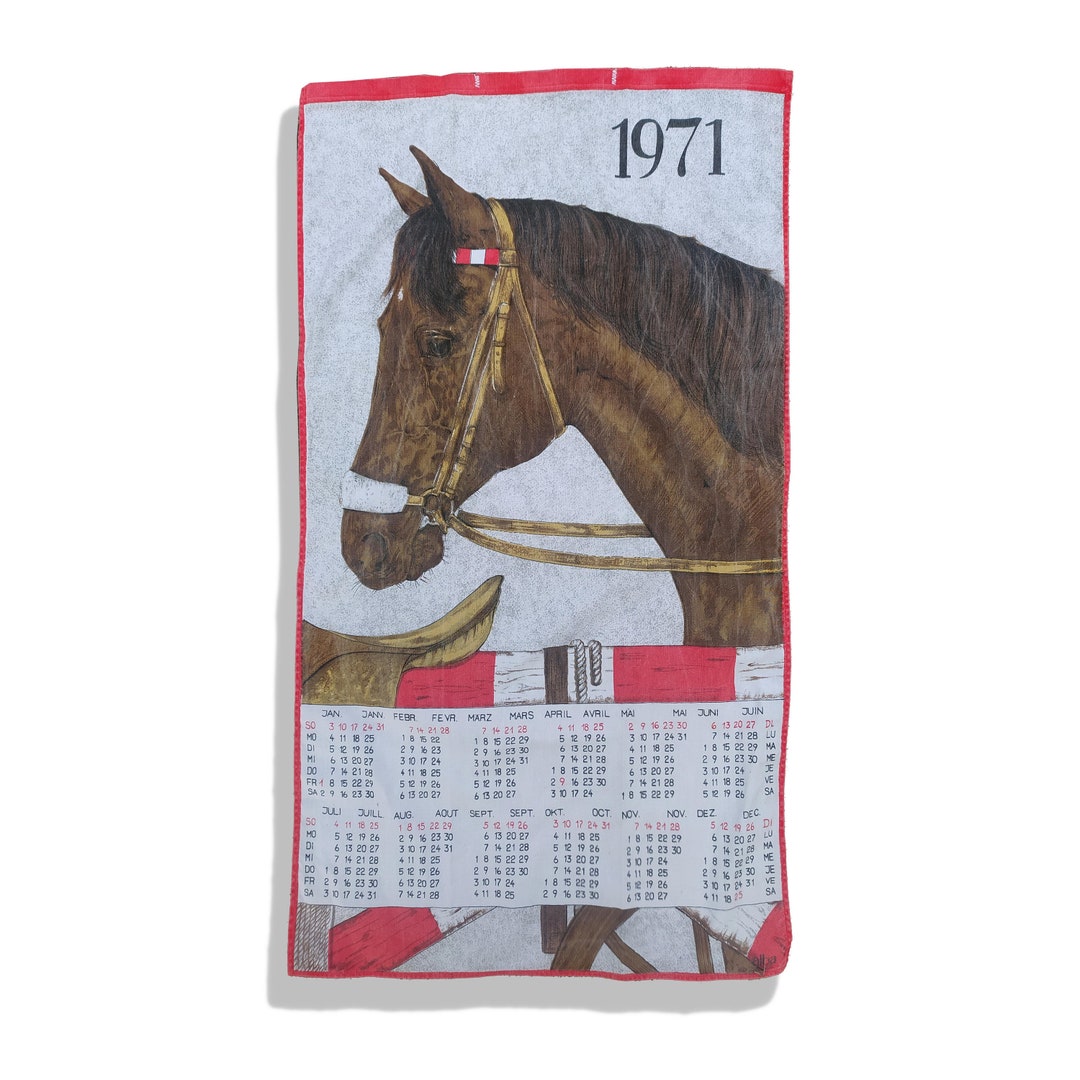 Vintage Calendar Wall Hanging, 1971, 70s Textile Home Decor, Retro ...