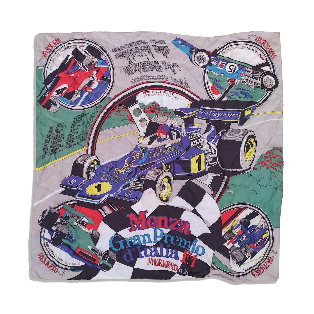70s Vintage Formula 1 Gran Prix Collectable Home Decor Scarf Wall ...