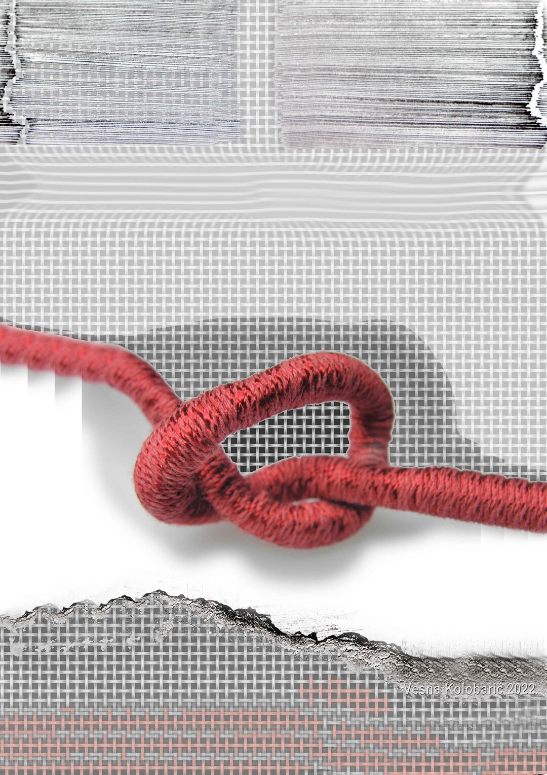 KNOT, Art Print A4 A3, Monochrome Art, Gray White Red, Modern Art ...