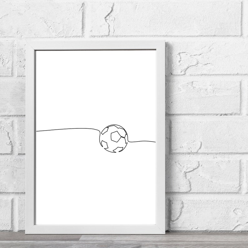 Soccer Ball Line Art, Minimalist Print. Unique Drawing, Printable Wall ...