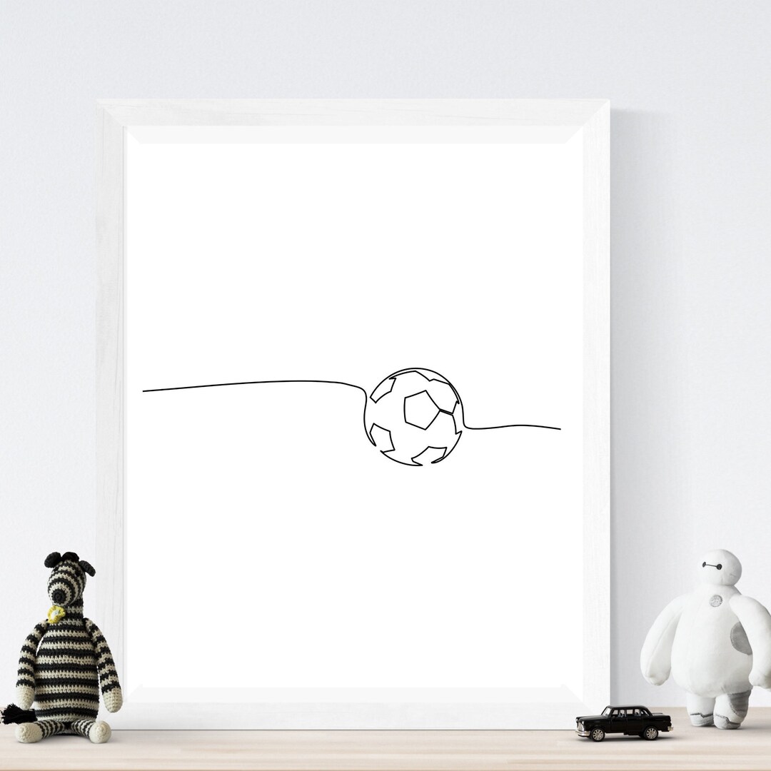 Soccer Ball Line Art, Minimalist Print. Unique Drawing, Printable Wall ...