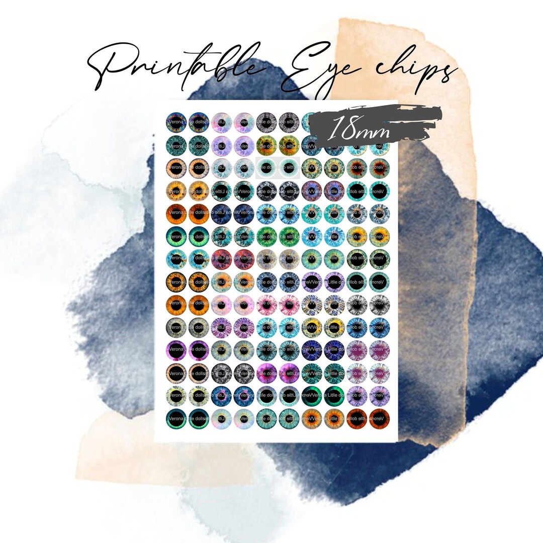 70 Pairs Printable Eyes Chips, 18mm Doll Eyes, Instant Download. PDF ...