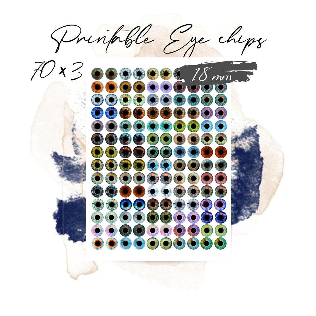 70 Pairs Printable Eyes Chips, 18mm Doll Eyes, Instant Download, PDF ...