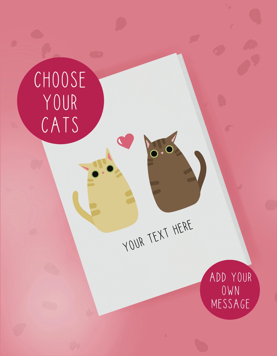 Personalised Cats Card Cats Love Card Card From the Cats Heart Cats ...