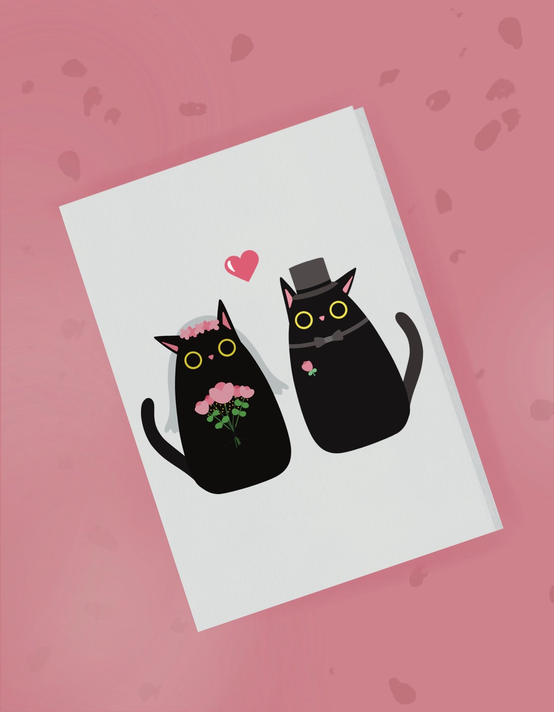 Black Cat Wedding Card Black Cat Bride and Groom Card Card - Etsy