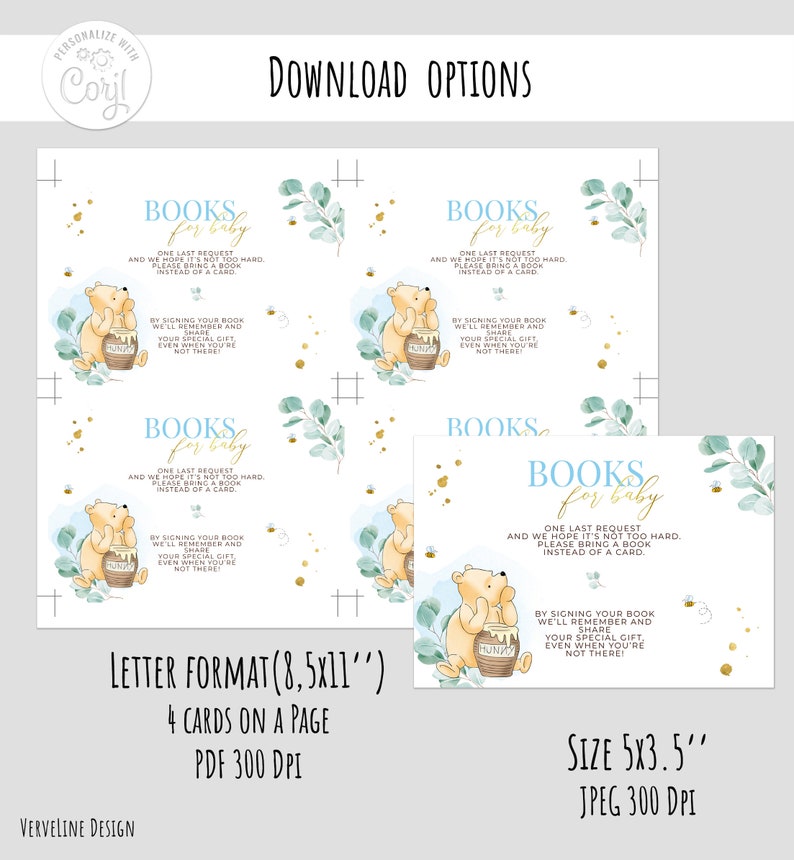 Editable Classic Winnie the Pooh Baby Shower Bundle Set14b - Etsy