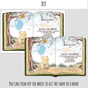 Editable Welcome Sign Open Book Baby Shower Birthday Boy Classic Winnie ...