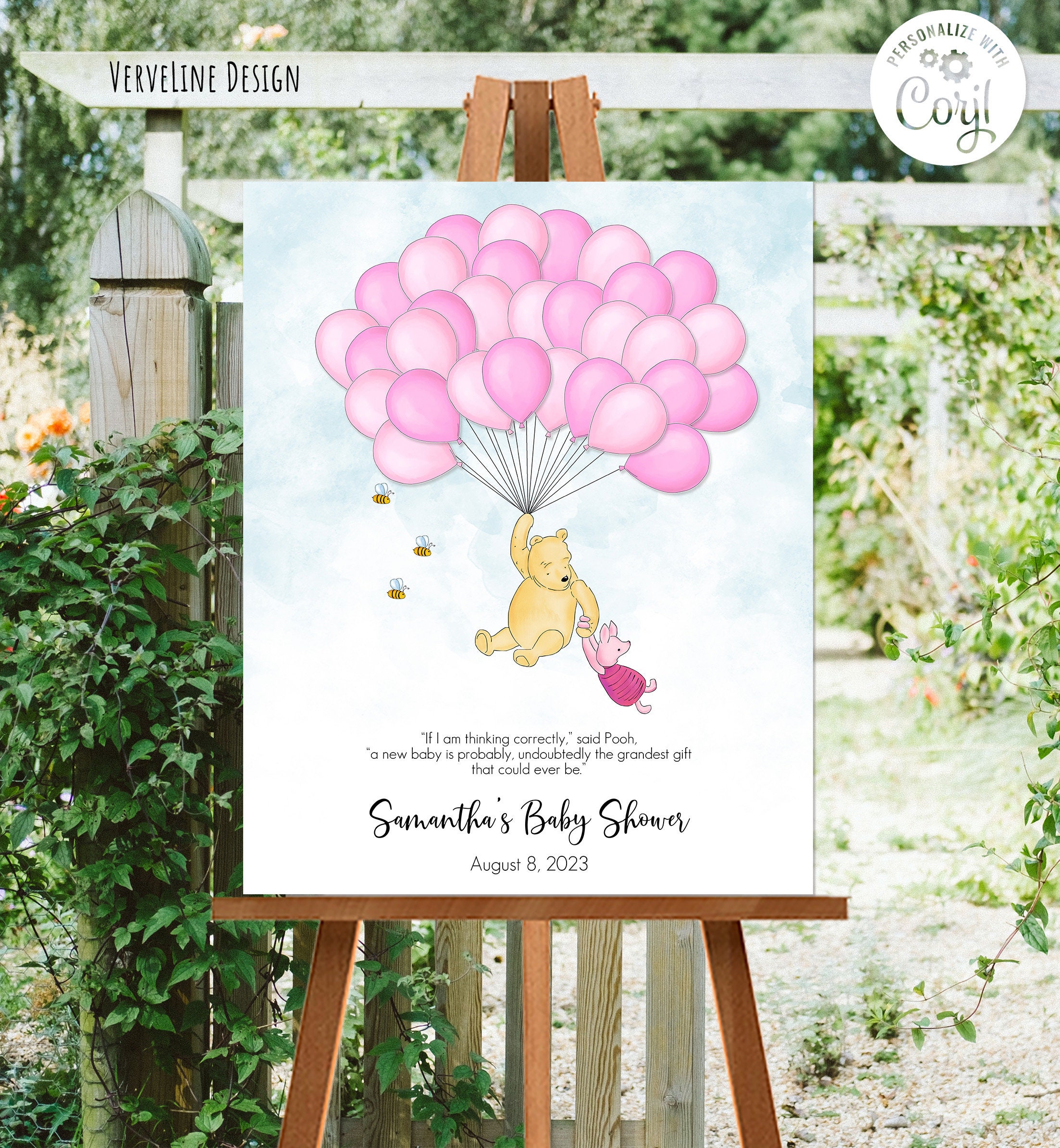Editable Guest Book Classic Winnie the Pooh Birthday Party | Baby ...
