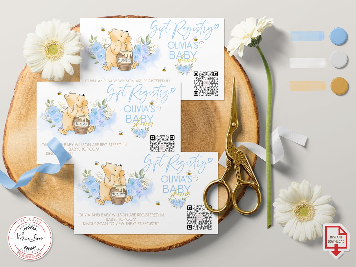 Diaper Fund QR Code Sign for a Classic Winnie the Pooh Baby Shower ...