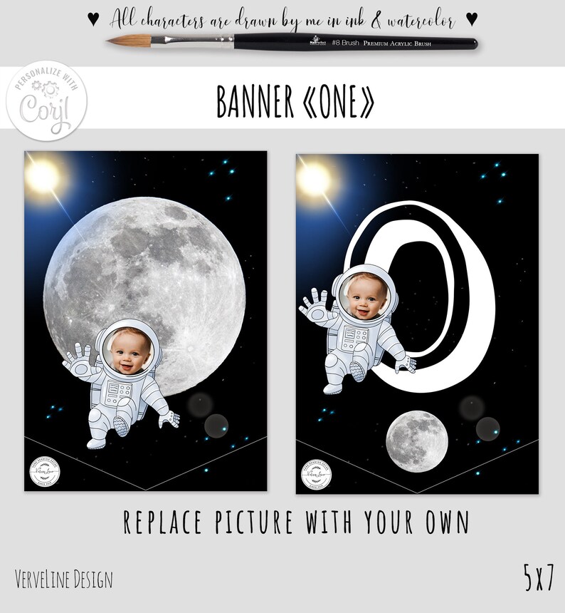 Editable Space Banner ONE With a Picture for a Themed 1st - Etsy