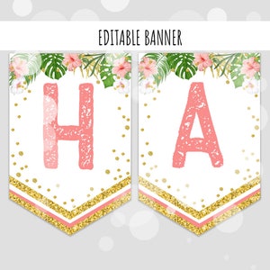 Editable Banner Wild One Safari Jungle Tropical Party Kids Birthday ...