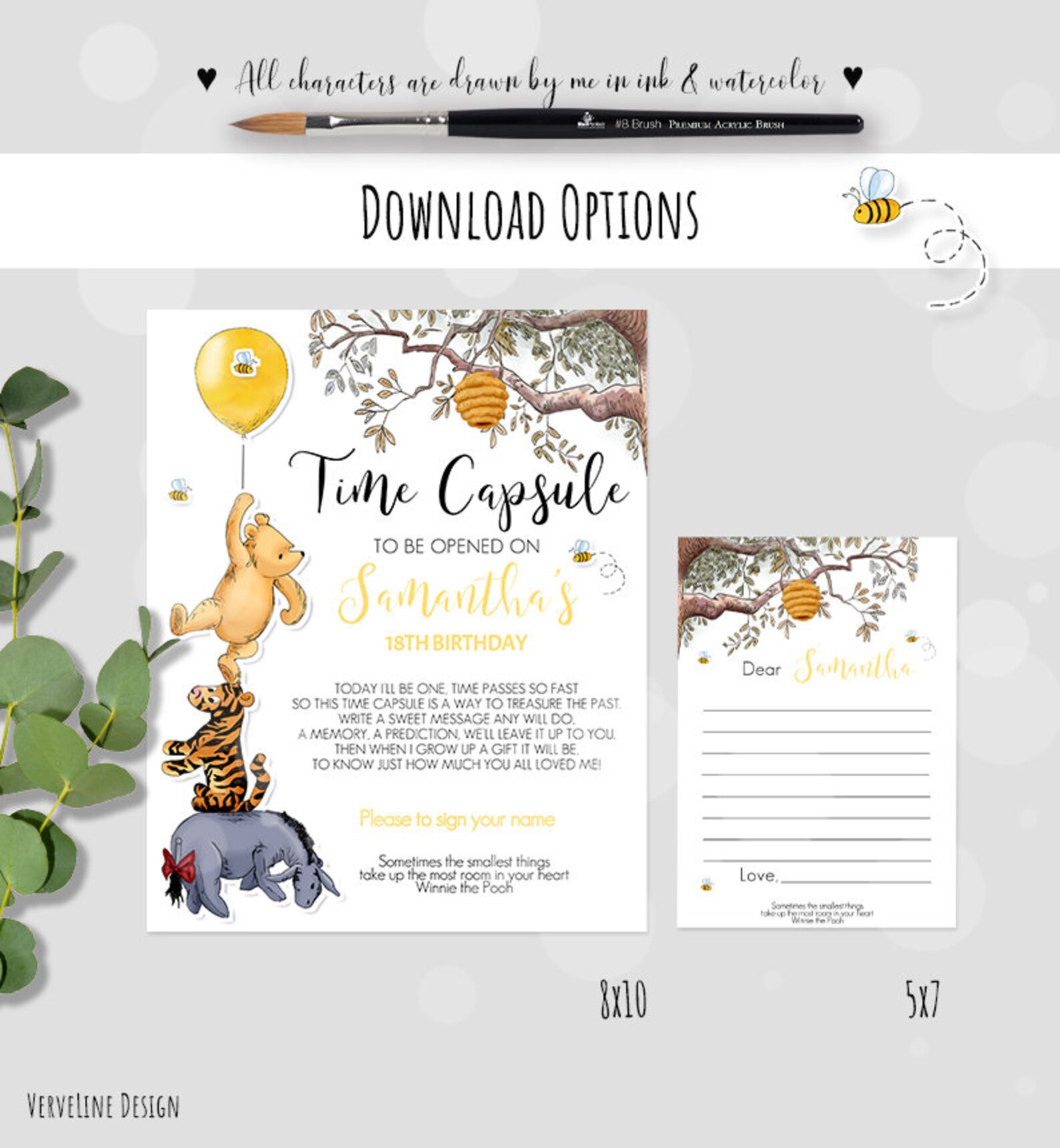 Editable Time Capsule Classic Winnie the Pooh 1st Birthday - Etsy