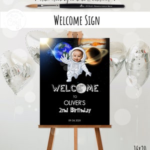 Editable Welcome Sign Space Birthday Boy Girl ANY AGE Personalized With ...