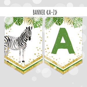 A-Z Alphabet Numbers Banner Wild One Birthday Party Safari Zoo Tropical ...
