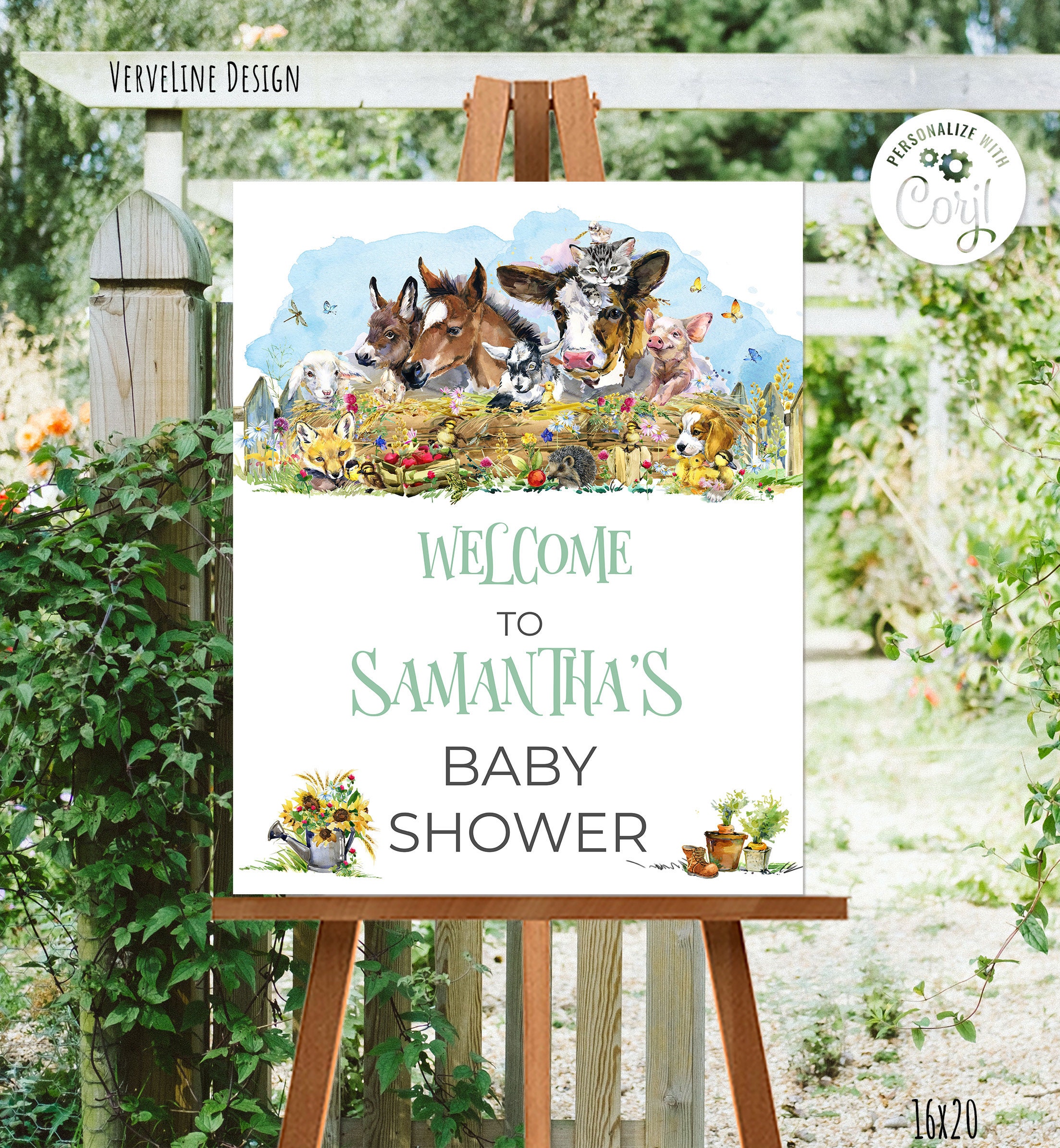 Editable Welcome Sign Farm Animals Barnyard Boy Girl Baby - Etsy