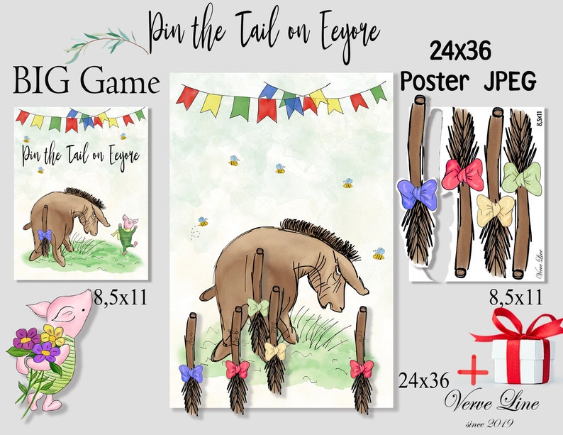 Big Game-pin the Tail on Eeyore- Game Classic Birthday Party Baby ...