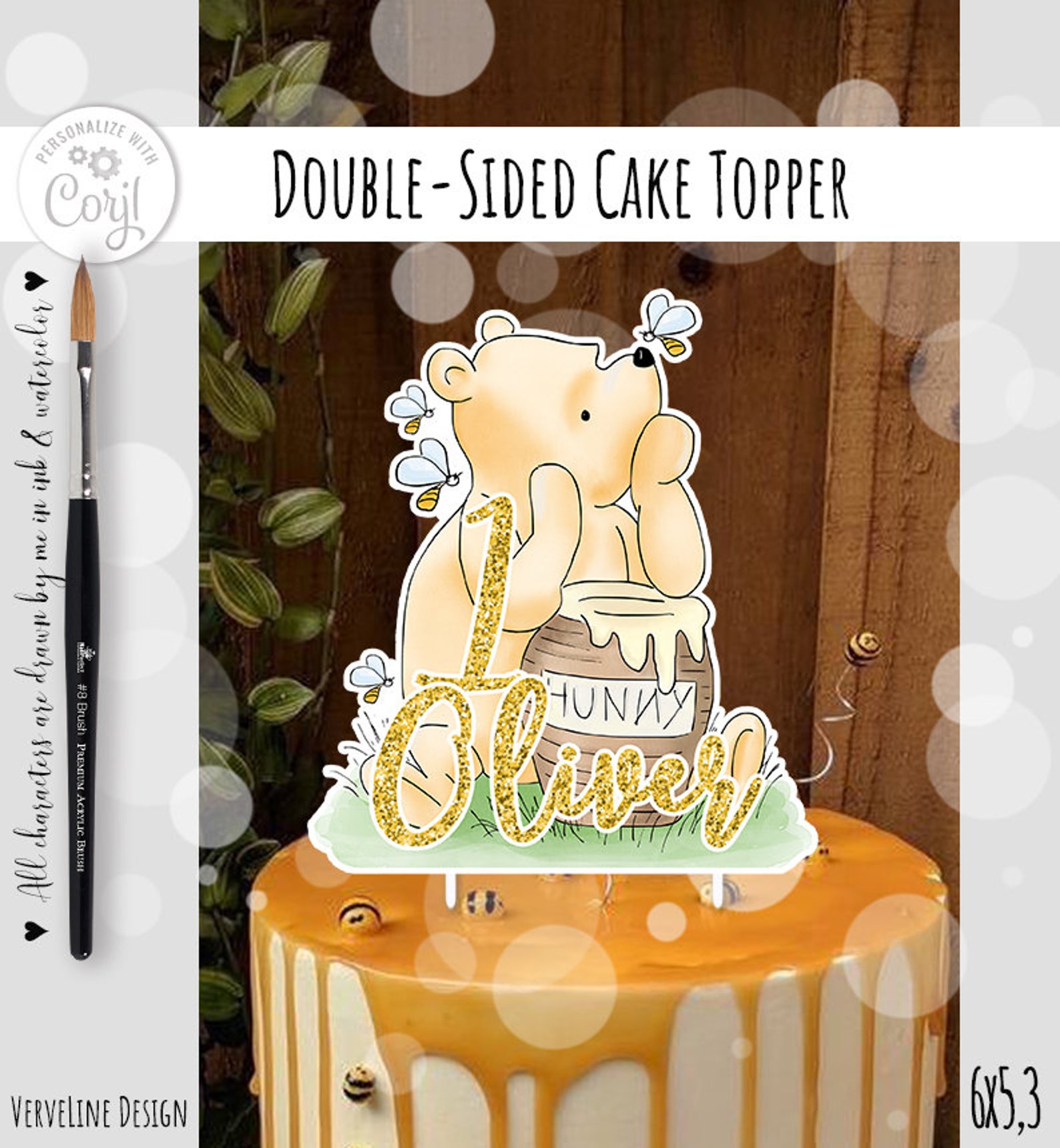 Editable Double-sided Cake Topper Winnie the Pooh Baby Shower|birthday ...