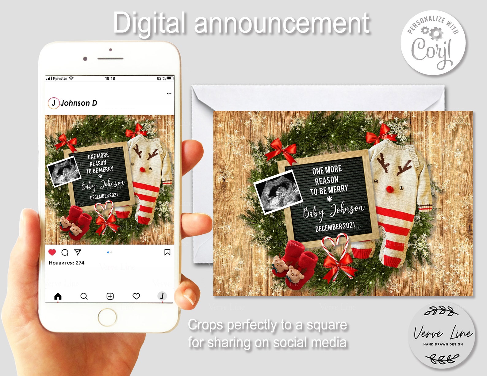 Editable Winter Pregnancy Announcement for Social Media Xmas | Etsy