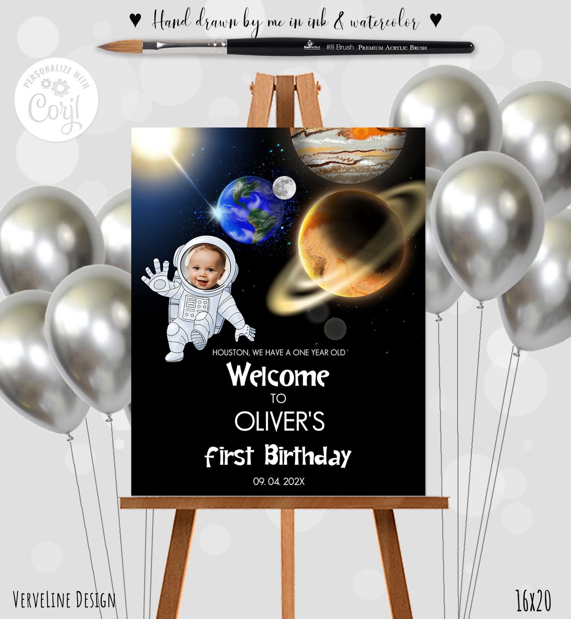 Editable Welcome Sign Space First Birthday Boy Girl - Etsy
