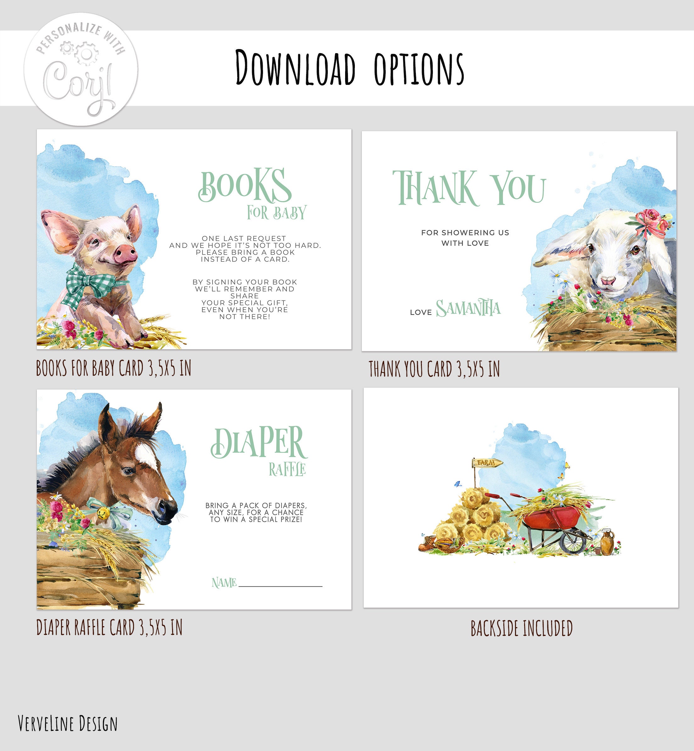 Editable Farm Animals Barnyard Baby Shower Sprinkle Boy Girl - Etsy