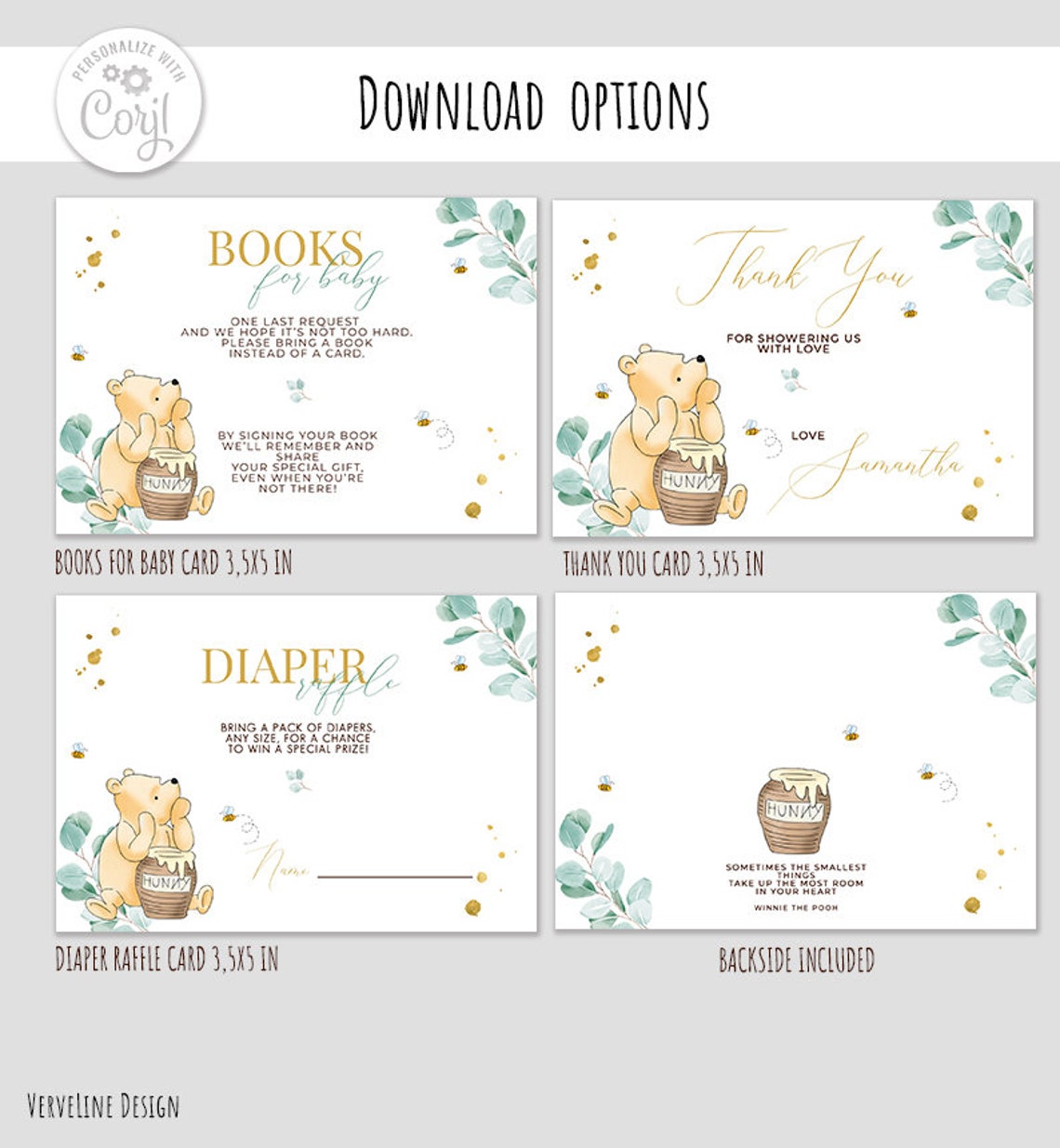 Editable Classic Winnie the Pooh Baby Shower Bundle Set14 - Etsy