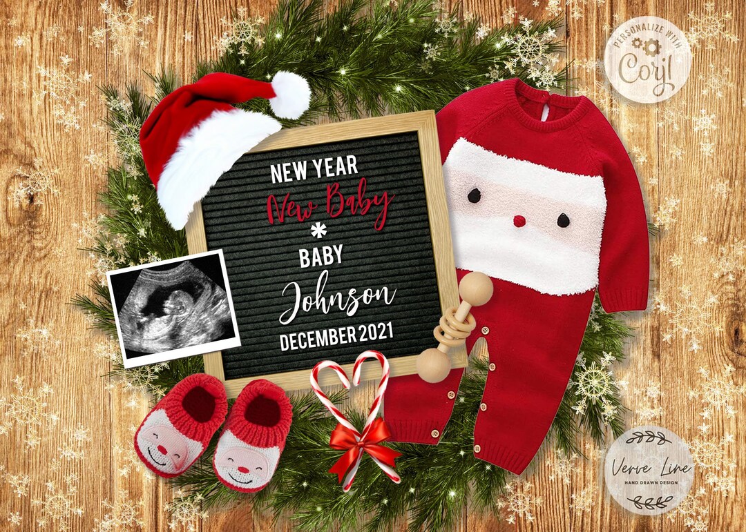 Editable Winter Pregnancy Announcement for Social Media, Winter Baby ...