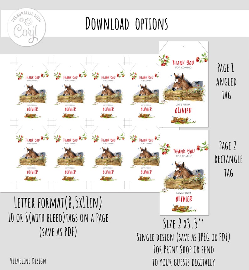 Editable Favor Tags Farm Animals Barnyard Birthday Baby - Etsy