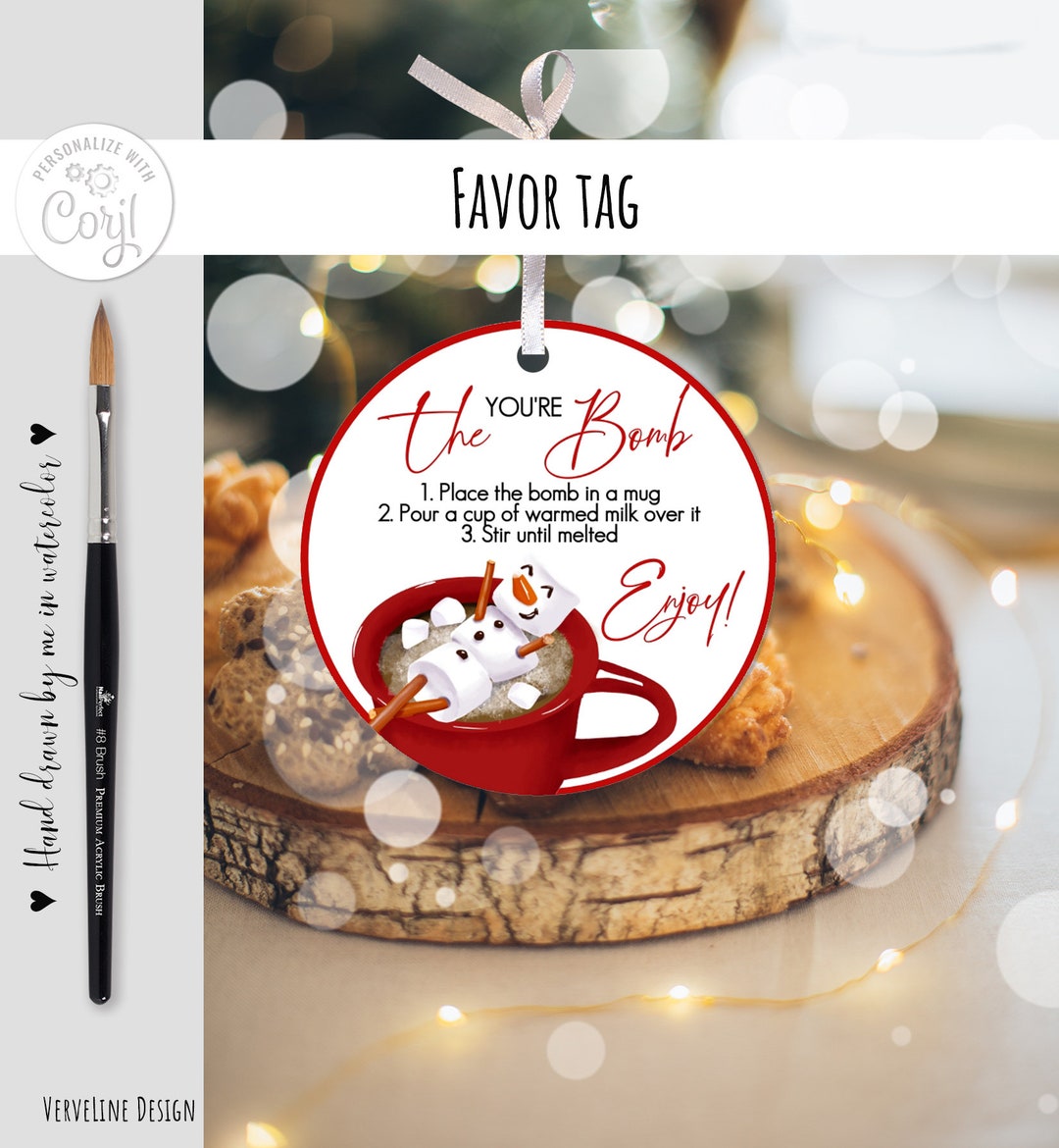 Editable Hot Chocolate Bomb Tags Bomb Instructions Cookies and Cocoa ...