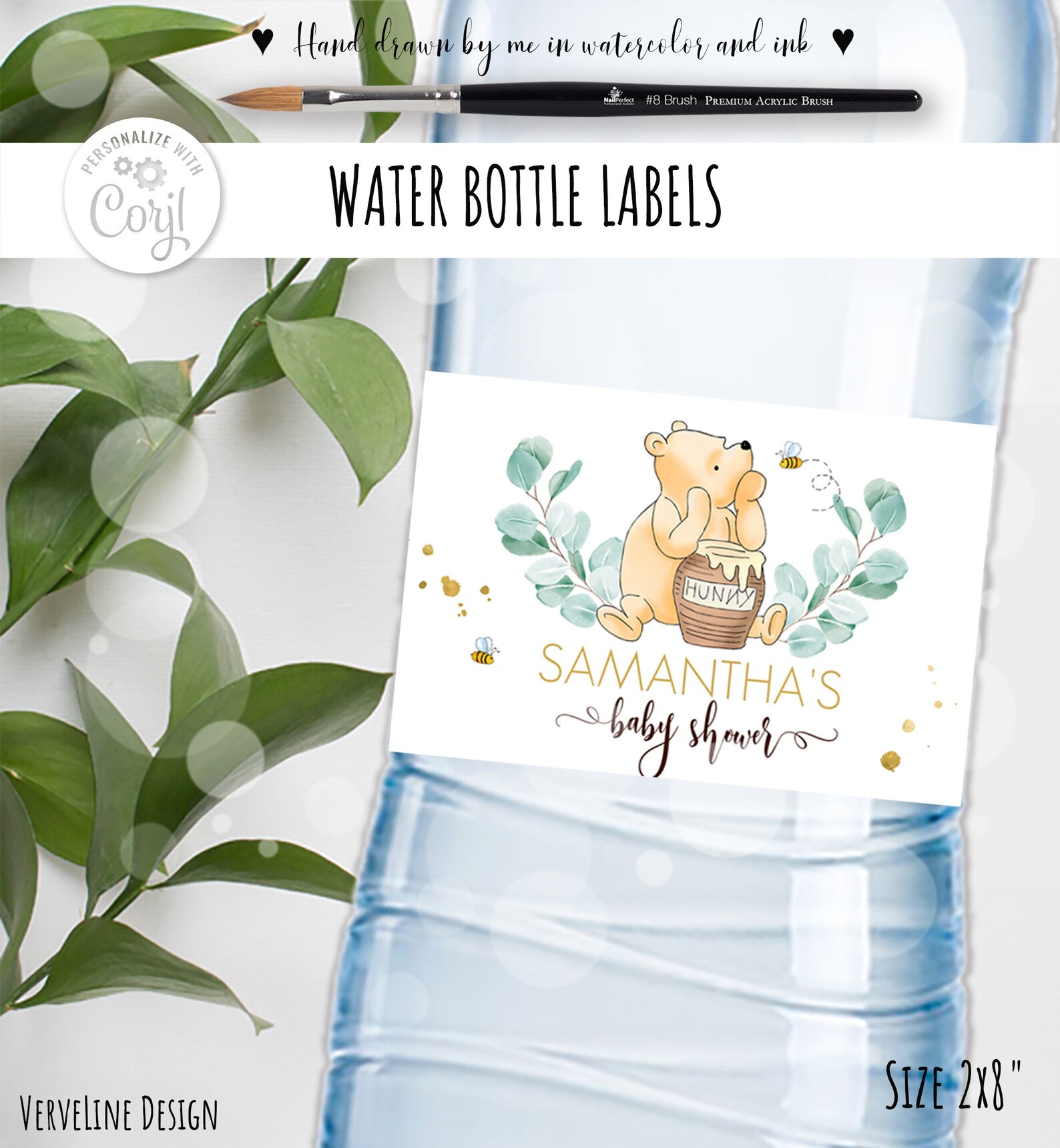 Editable Classic Winnie the Pooh Water Bottle Labels Baby - Etsy