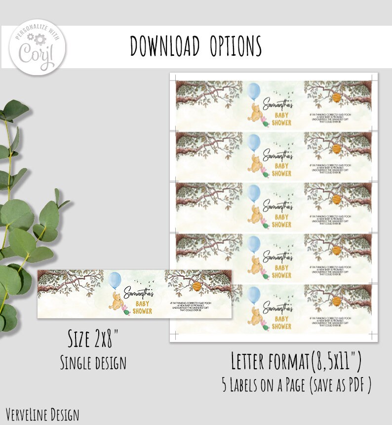 Editable Classic Winnie the Pooh Water Bottle Labels Baby - Etsy