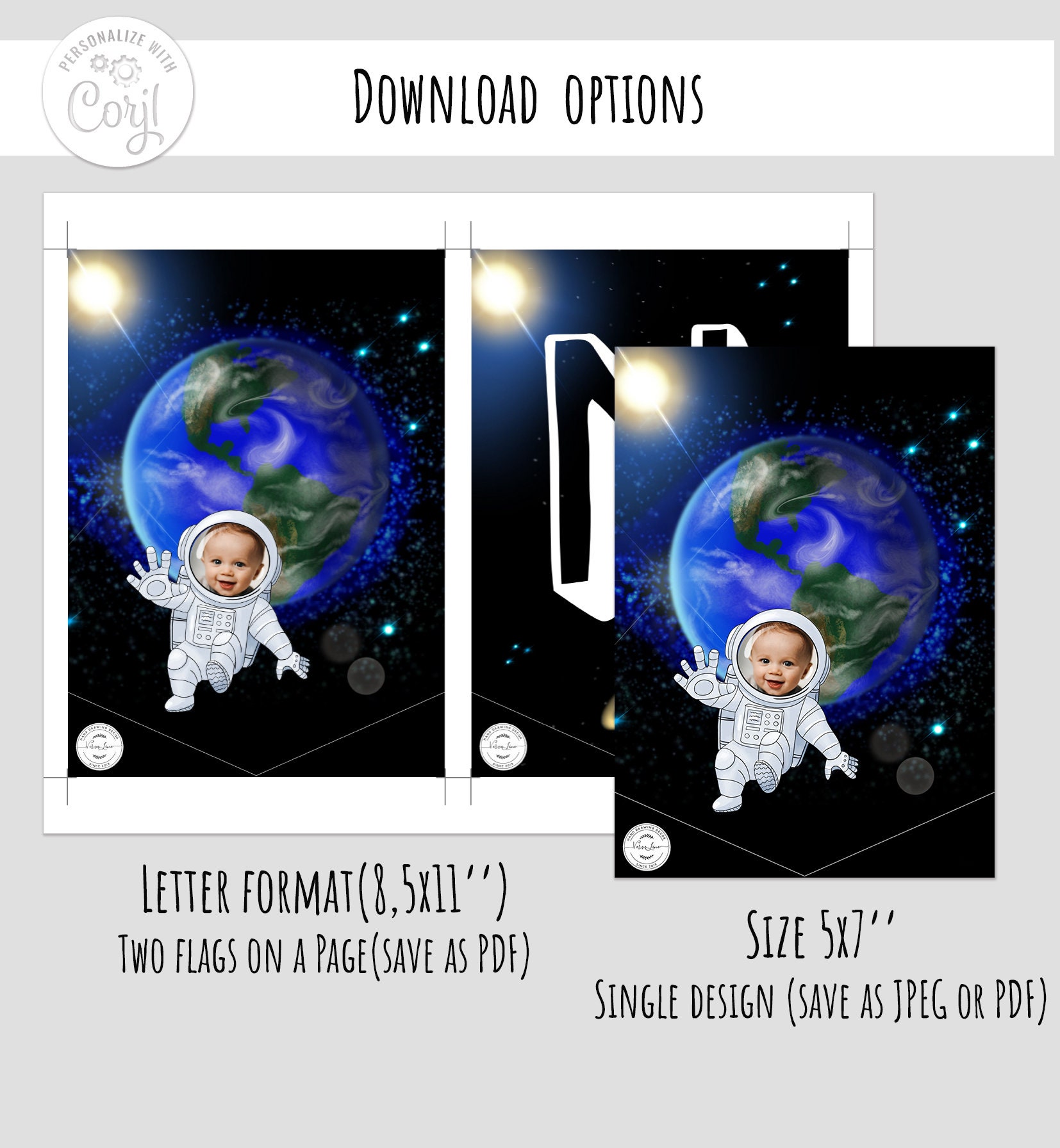 Editable Space Banner ONE With a Picture for a Themed 1st - Etsy