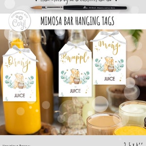 Editable Mimosa Bar Label Tags for Juice Carafe for Winnie the Pooh ...