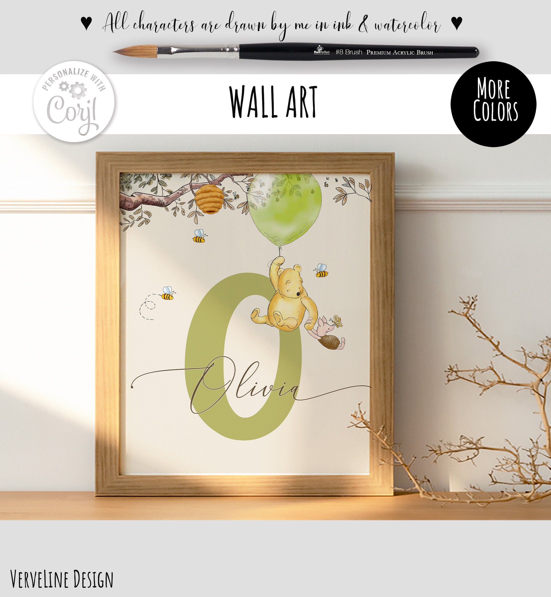 Editable Name Sign in the Classic Winnie the Pooh Style in Any Color ...