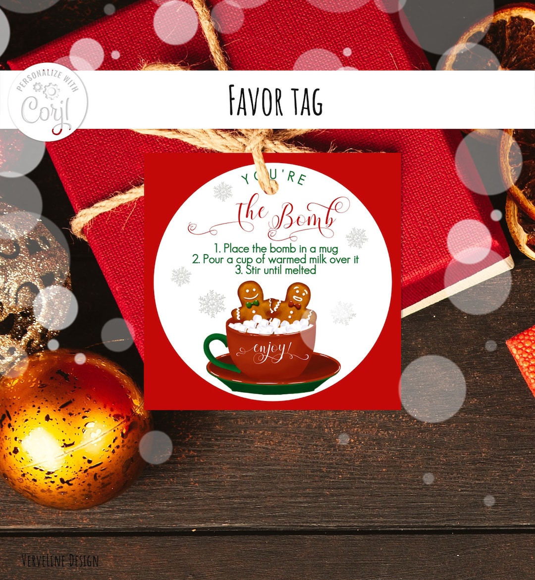 Editable Hot Chocolate Bomb Tags Bomb Instructions Cookies and Cocoa ...