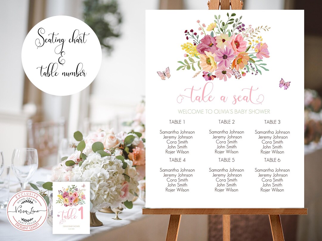 Editable Seating Chart Sign for a Baby in Bloom Baby Shower or Birthday ...