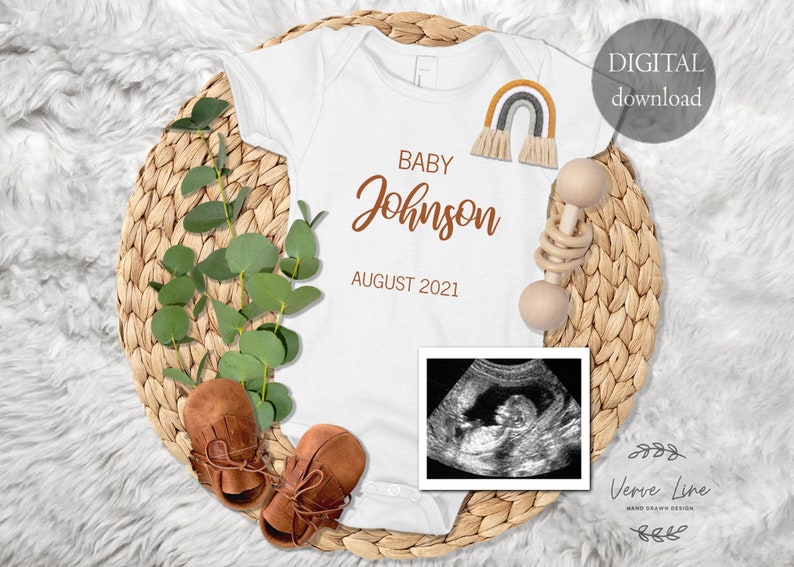 Editable Digital Pregnancy Announcement for Social Media Post, Rainbow ...