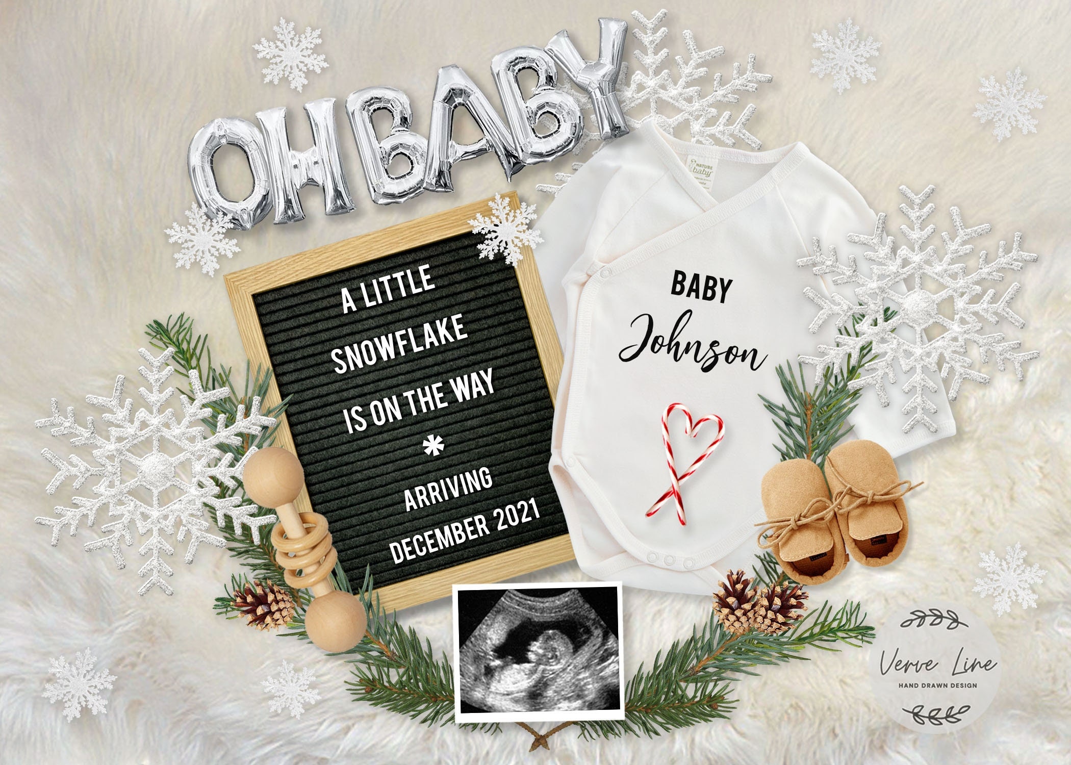 Editable Winter Pregnancy Announcement for Social Media, Xmas News, New ...