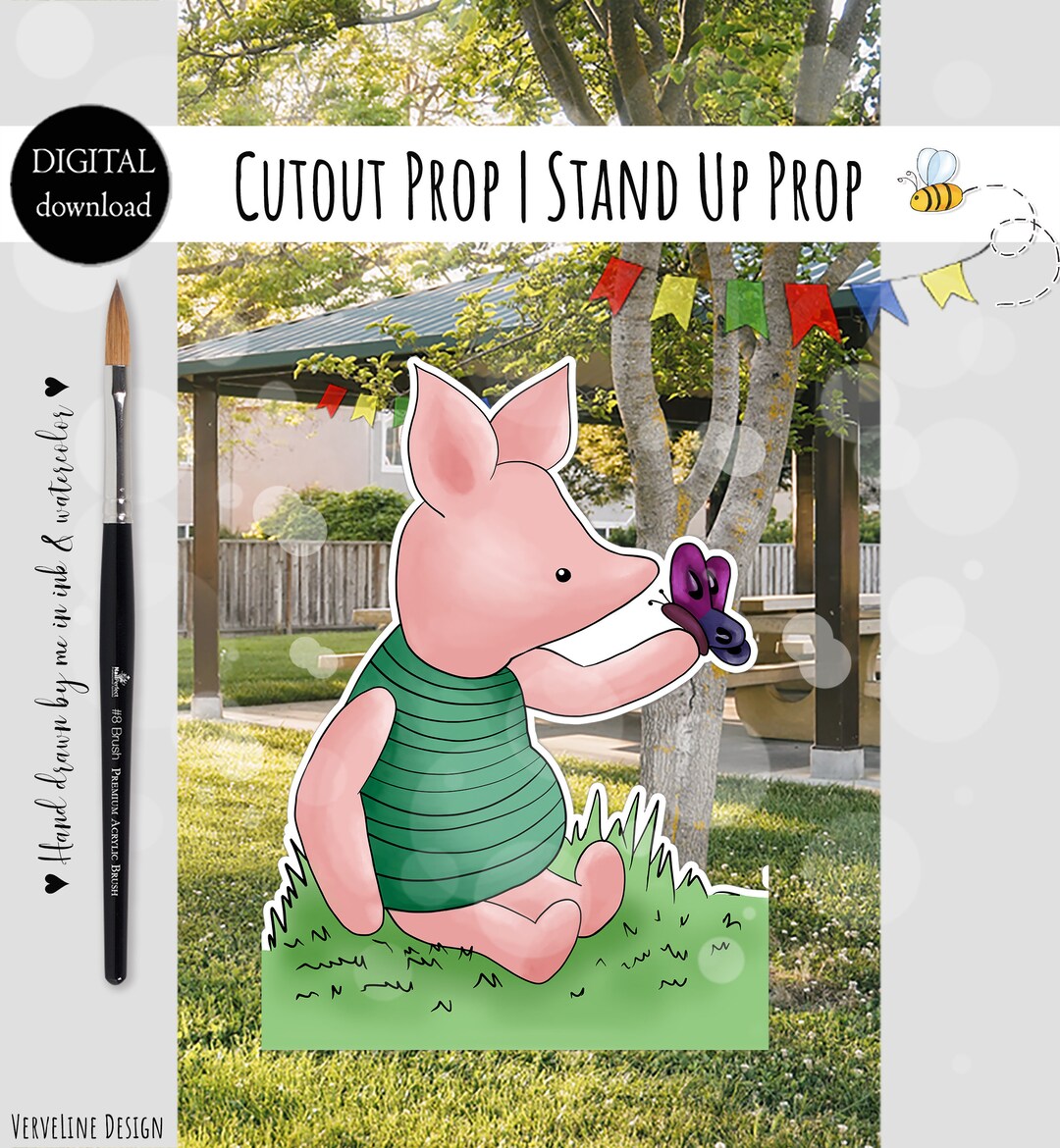 Cutout Decor Piglet With Butterfly Classic Winnie the Pooh Baby Shower ...