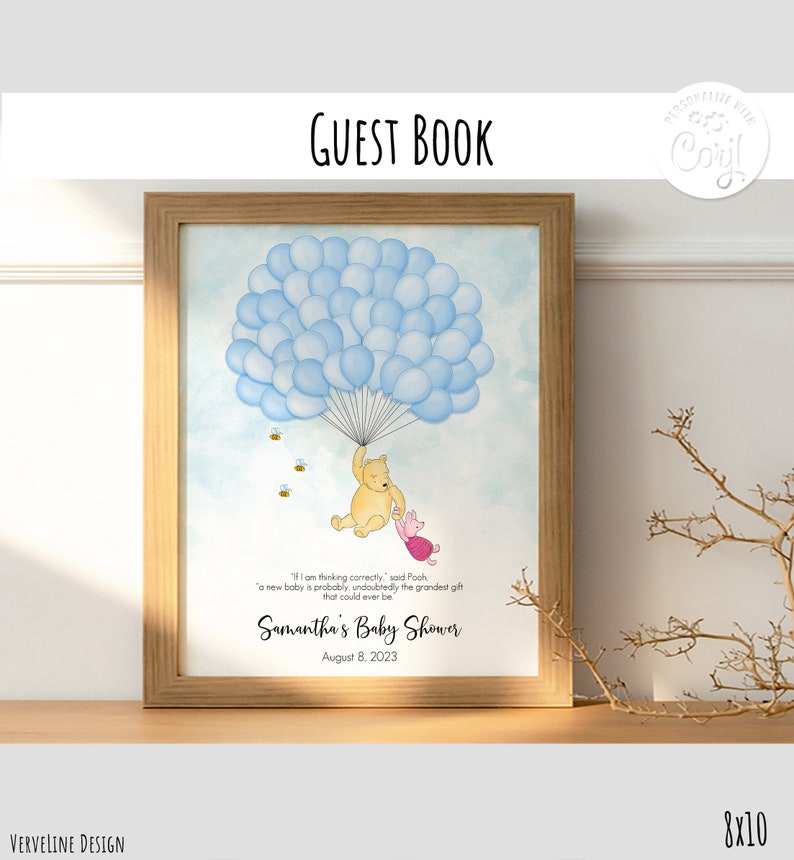 Editable Guest Book Classic Winnie the Pooh Birthday Party | Baby ...
