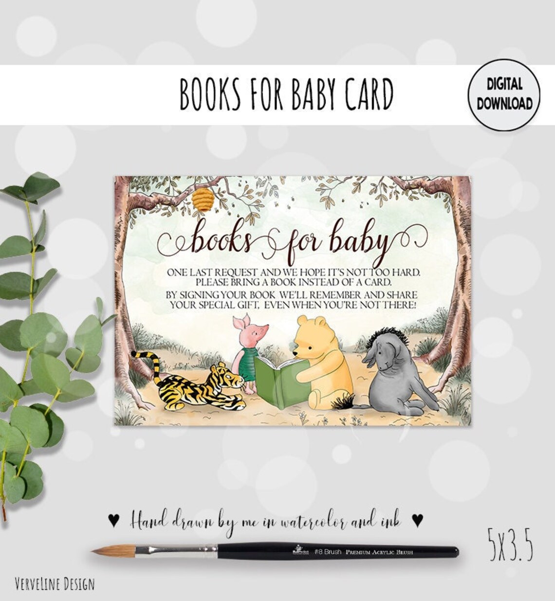 Books for Baby Winnie the Pooh Baby Shower Card Classic Pooh - Etsy