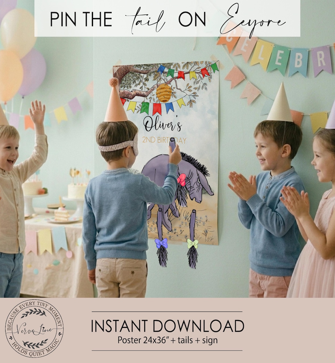 Editable Pin the Tail on Eeyore Game for Classic Winnie the Pooh ...