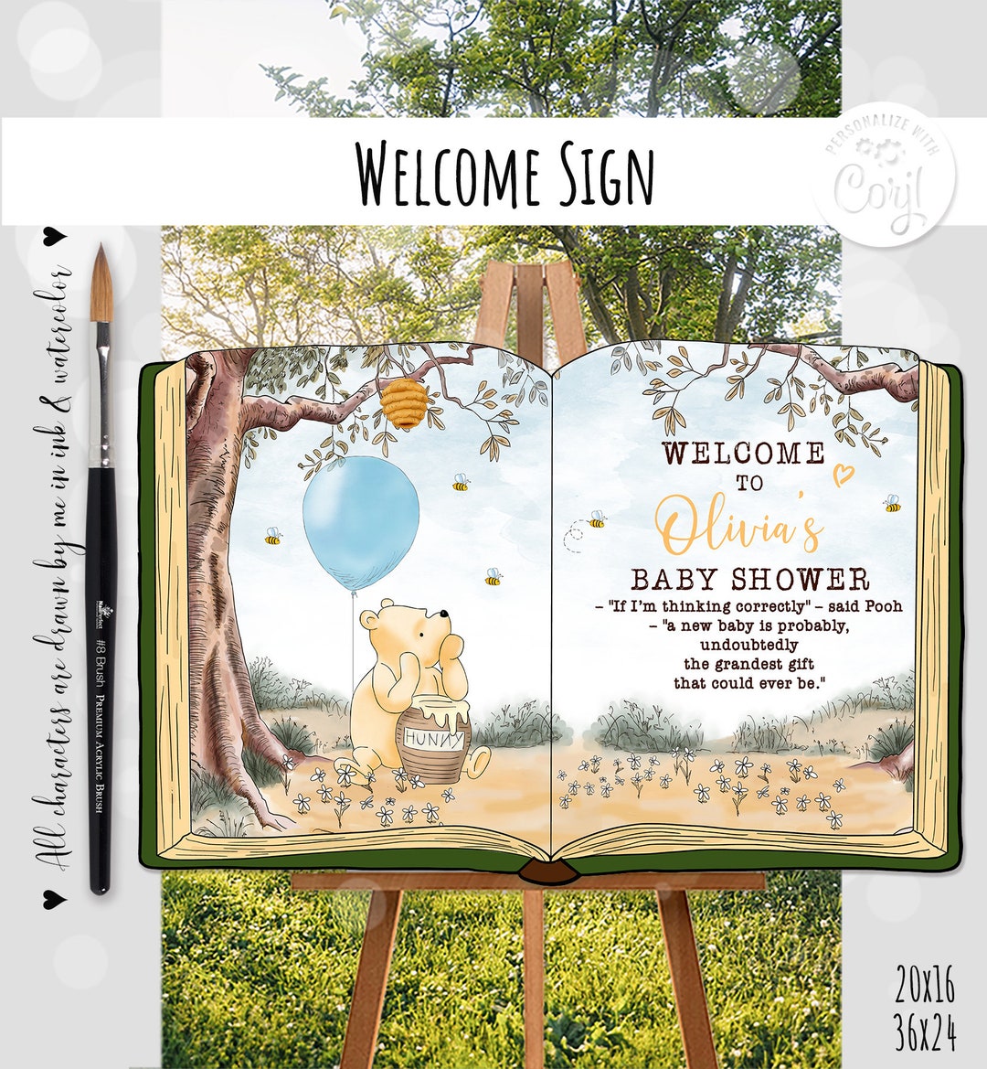 Editable Welcome Sign Open Book Baby Shower Birthday Boy - Etsy