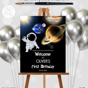 Editable Welcome Sign Space First Birthday Boy Girl Personalized With ...