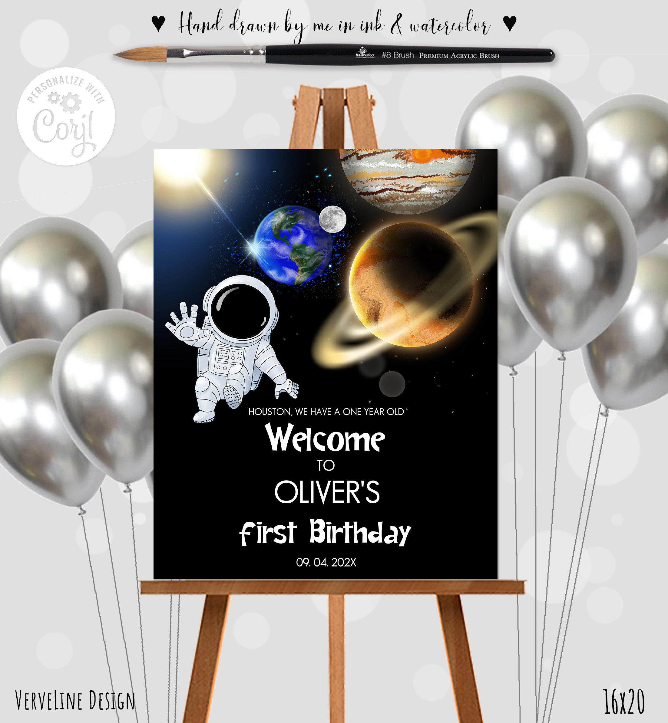 Editable Welcome Sign Space First Birthday Boy Girl - Etsy